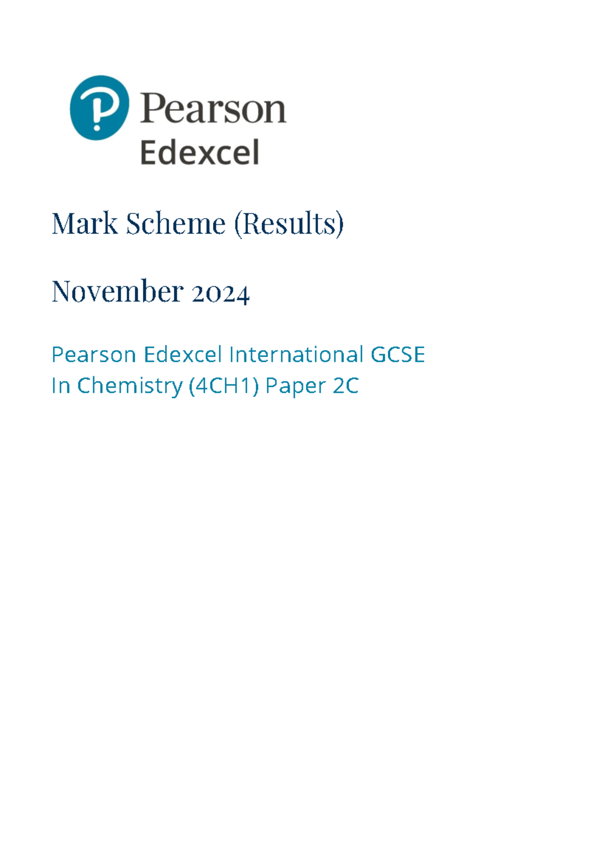 Mark Scheme (Results) Nov 2024 Pearson Edexcel IGCSE Chemistry (4CH1 ...