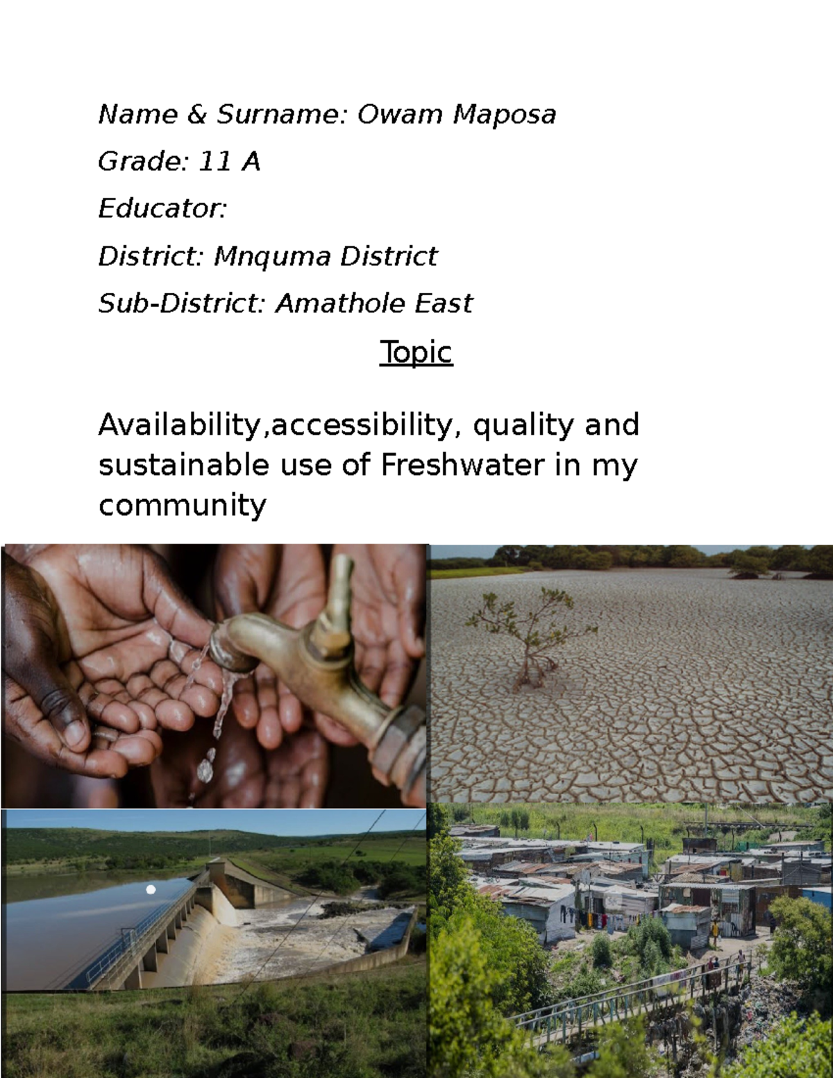 Geography Research: GCUWA Water Project & Freshwater Sustainability ...