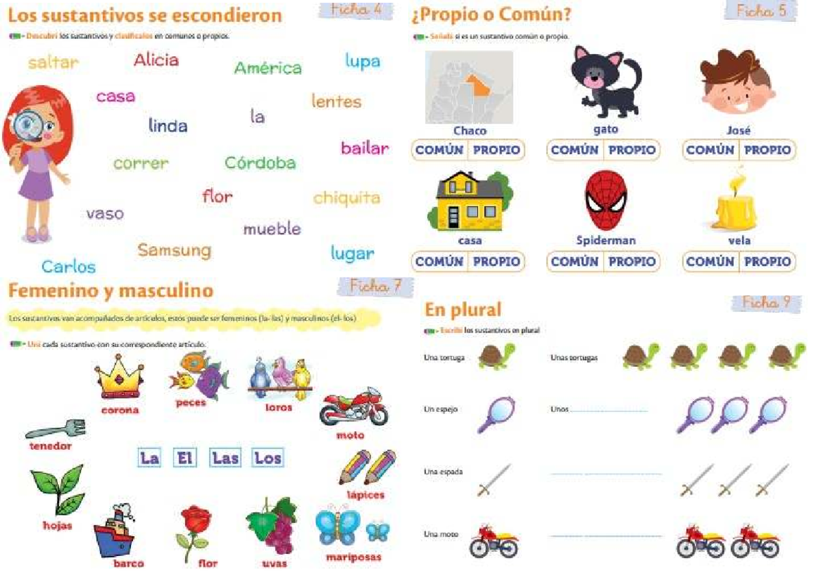 Adjetivos y Sustantivos: Fichas de Ejercicios y Clasificación - Studocu