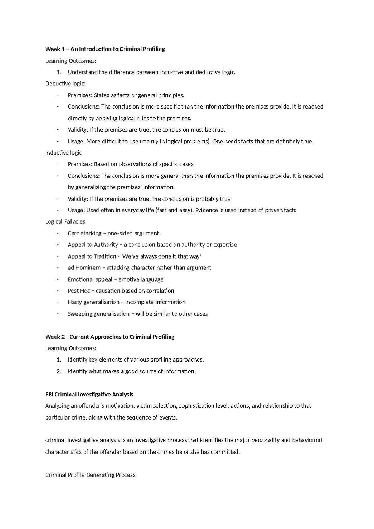 CRM201 Exam Notes: Understanding Criminal Profiling & Approaches - Studocu