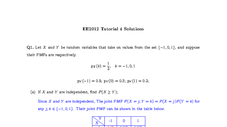 EE2012 Tutorial 4 Solutions and Explanations - Studocu