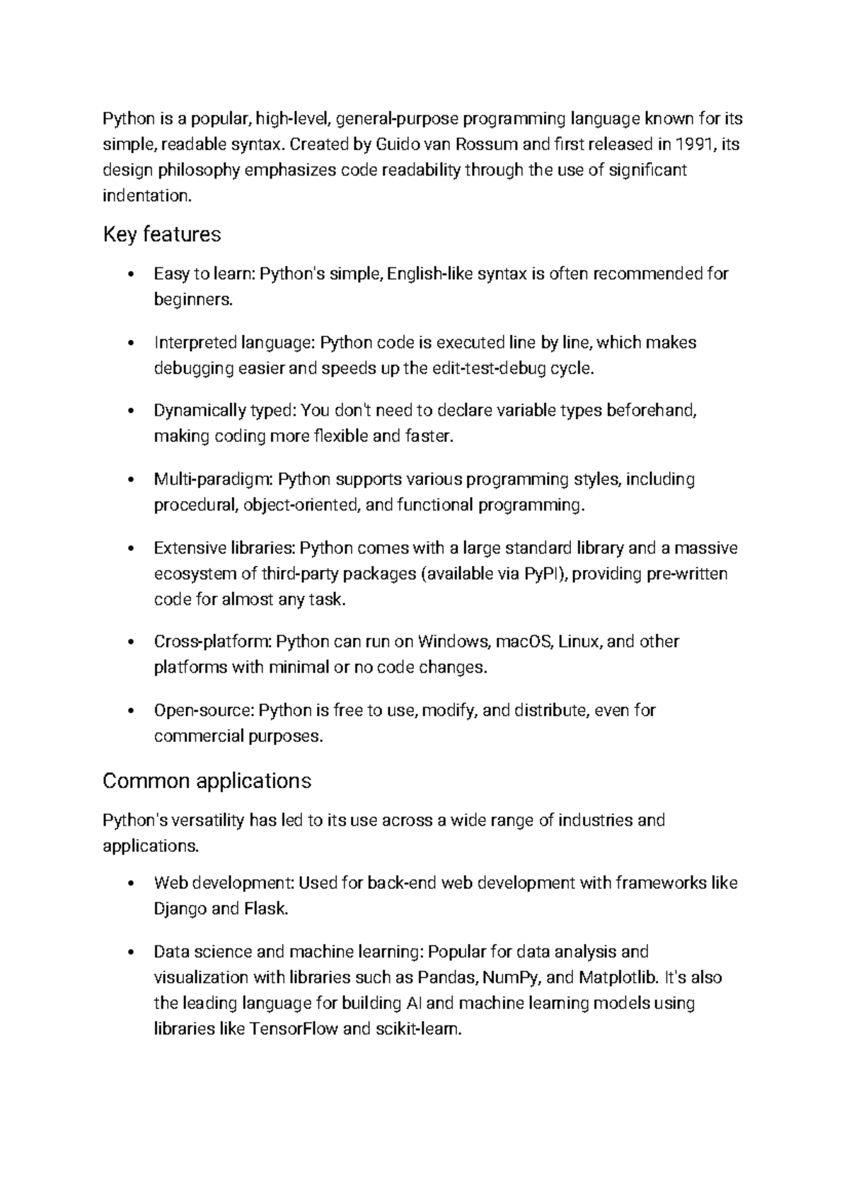 Python Programming Overview and Learning Guide (CS101) - Studocu