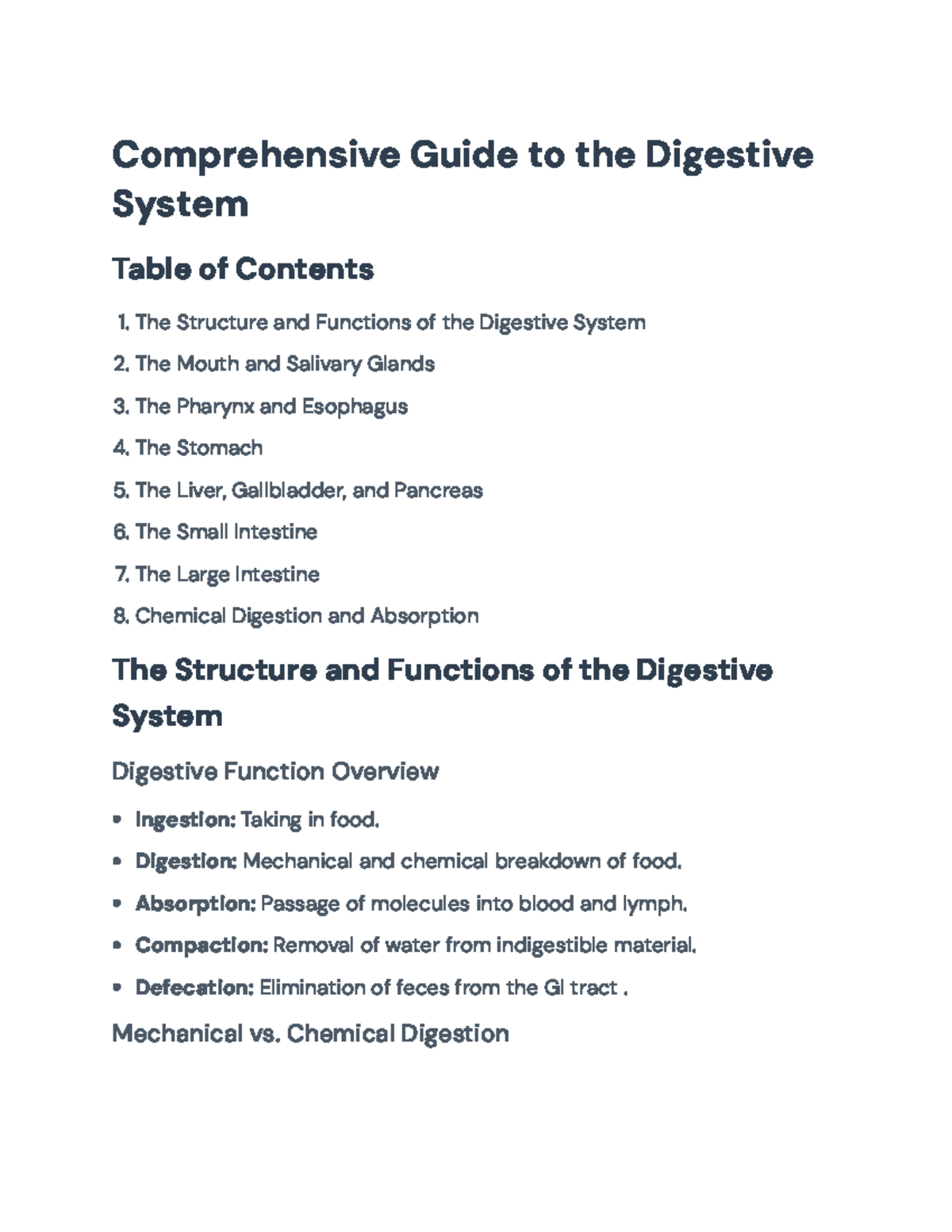 Comprehensive Guide on Human Digestive System Functions and Anatomy - Comprehensive Guide to the ...