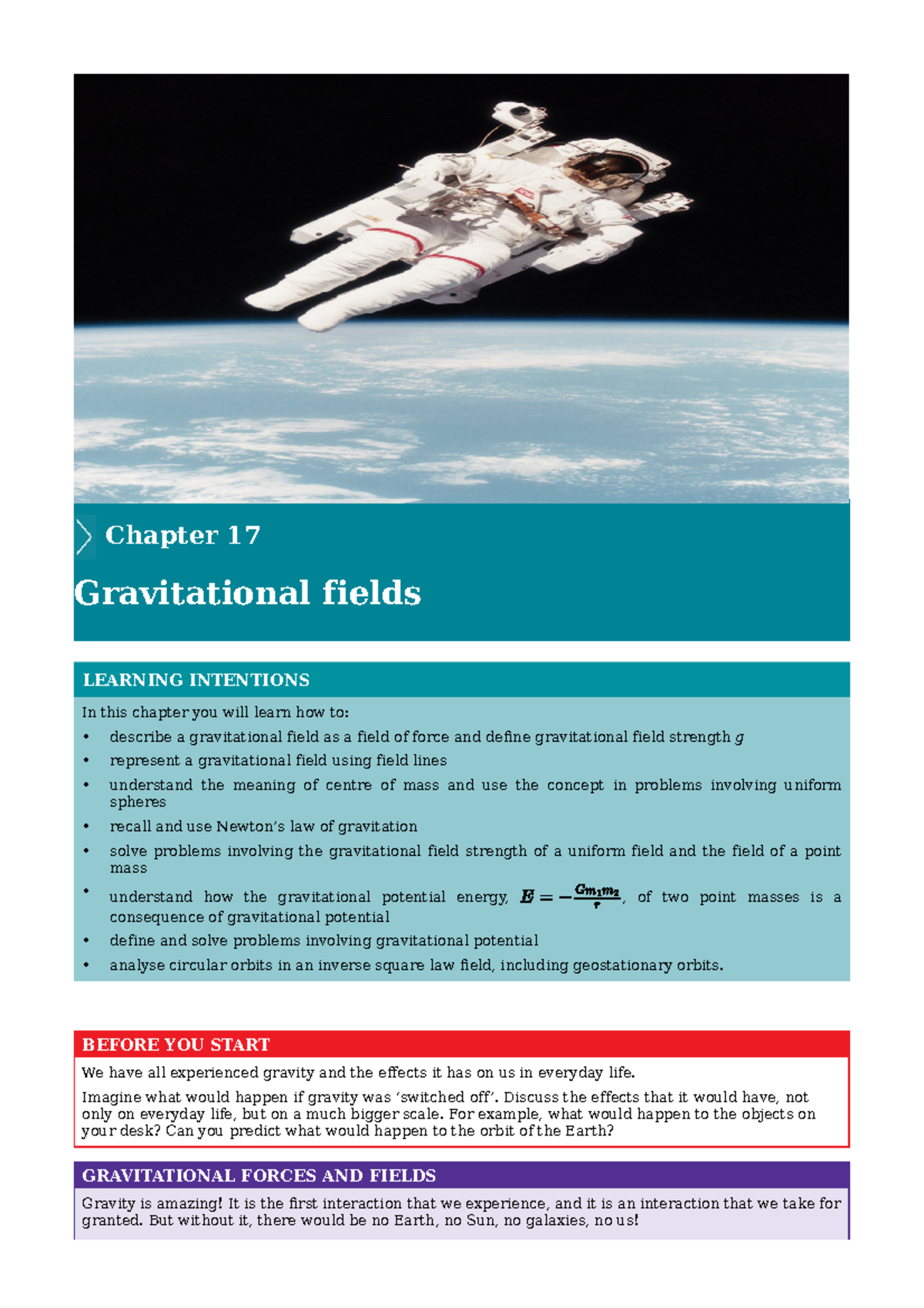 Chapter 17: Gravitational Fields - Key Concepts and Applications - Studocu