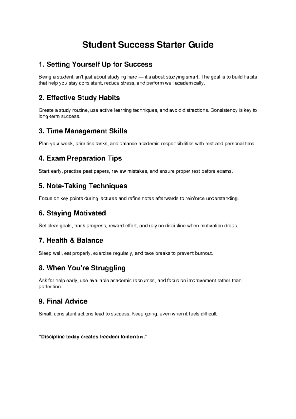 Student Success Starter Guide: Strategies for Academic Excellence - Studocu
