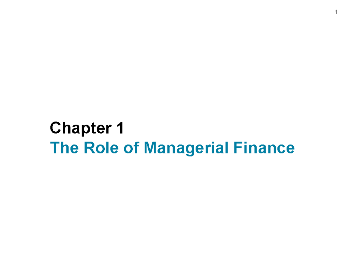 Managerial Finance Principles Overview (FIN101) - Chapter 1 Insights - Studocu