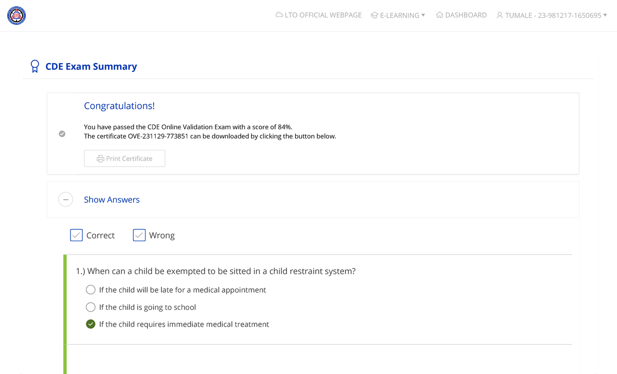 LTMS CDE - LTO Exam Summary and Q&A Analysis - Studocu
