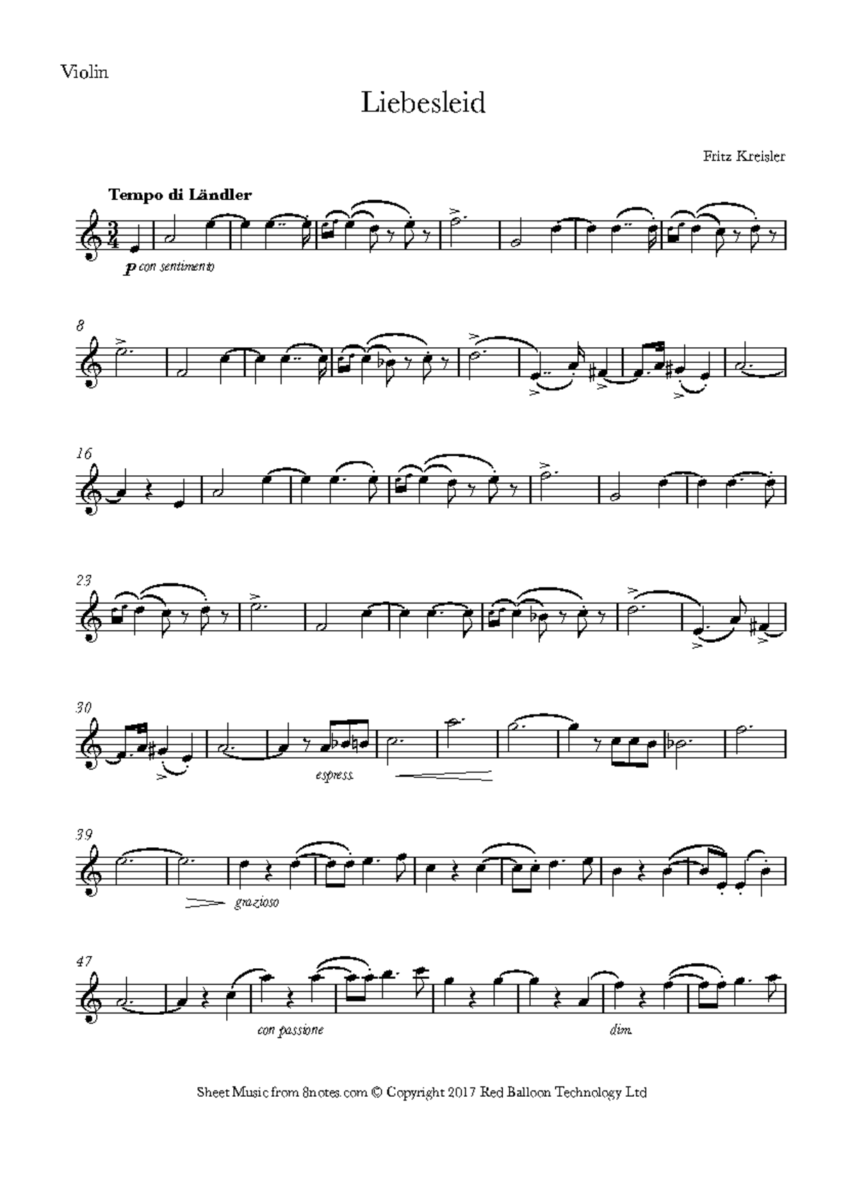Kreisler Violin Liebesleid Sheet Music Analysis (Course Code: 462174398 ...