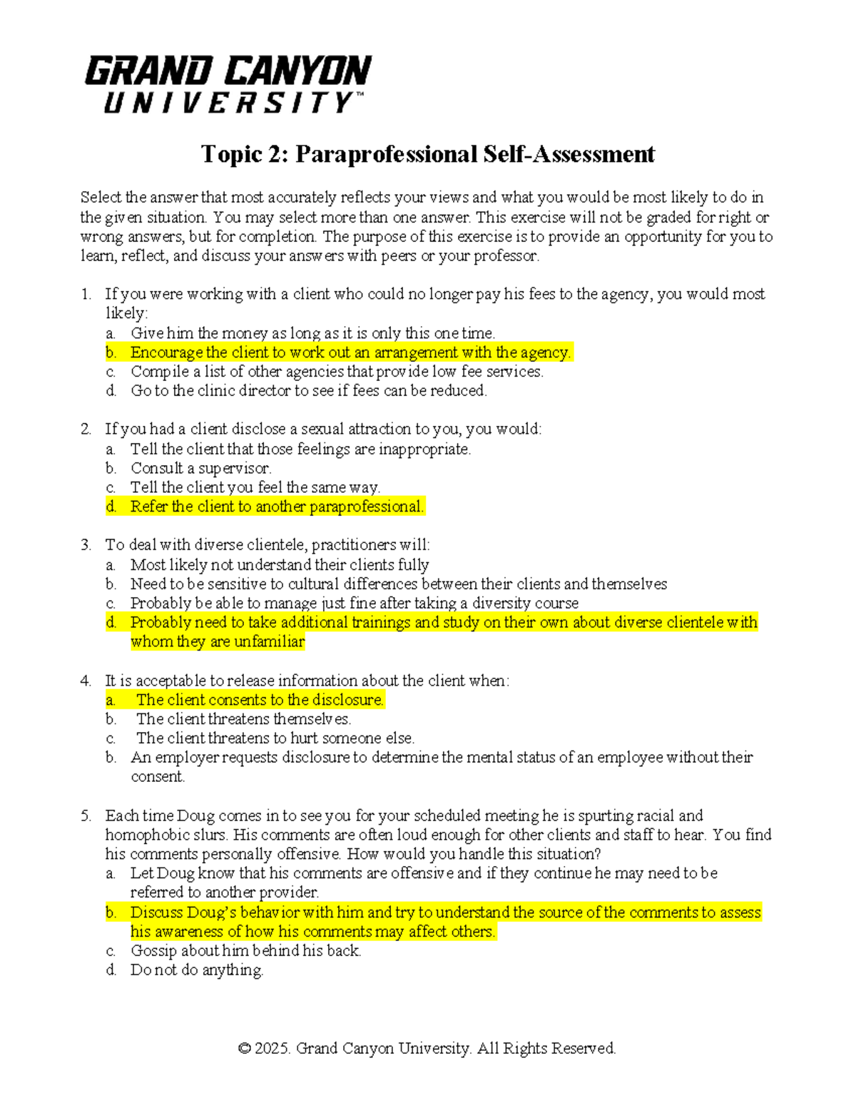 BHS 320 Paraprofessional Self-Assessment: Ethical Dilemmas & Client Scenarios - Studocu