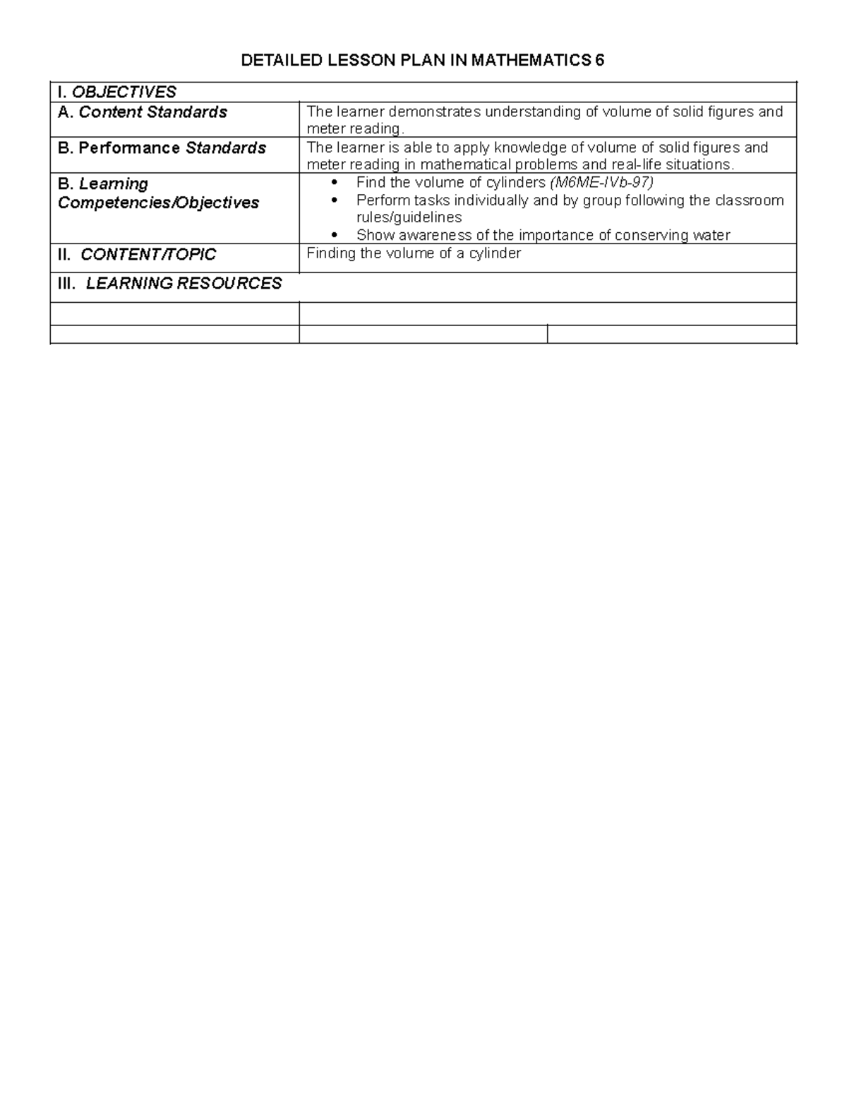 Detailed Lesson PLAN IN Mathematics 6 - DETAILED LESSON PLAN IN ...