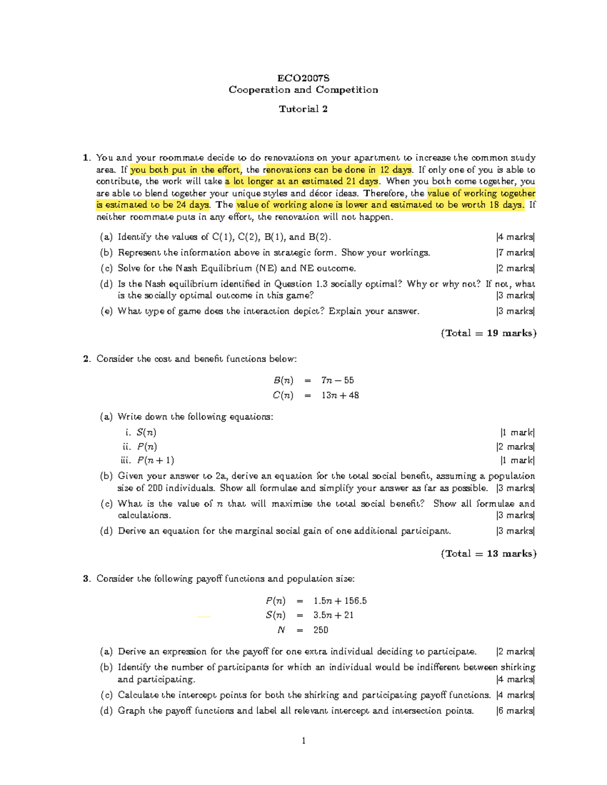 ECO2007S Cooperation and Competition Tutorial 2 Analysis - Studocu