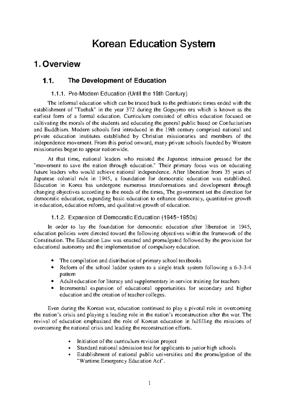 Korean Education System Overview - KMoE 2010 Analysis - Studocu