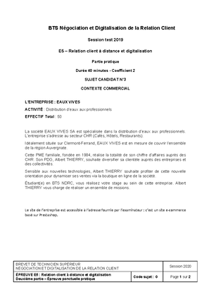 BTS NDRC - Fiche E4 Négo-vente - DOCUMENT DE TRAVAIL BTS NDRC ÉPREUVE E4 – RELATION CLIENT ET ...