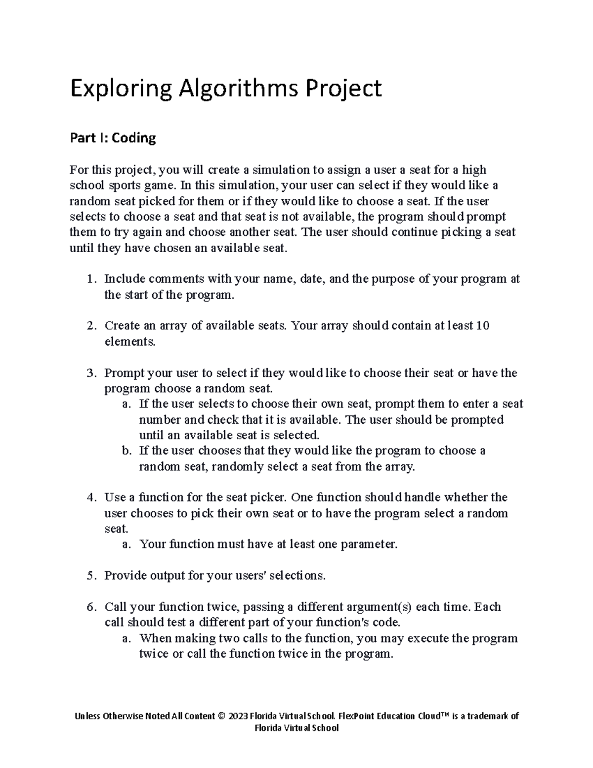 Exploring algorithms project - Exploring Algorithms Project Part I ...