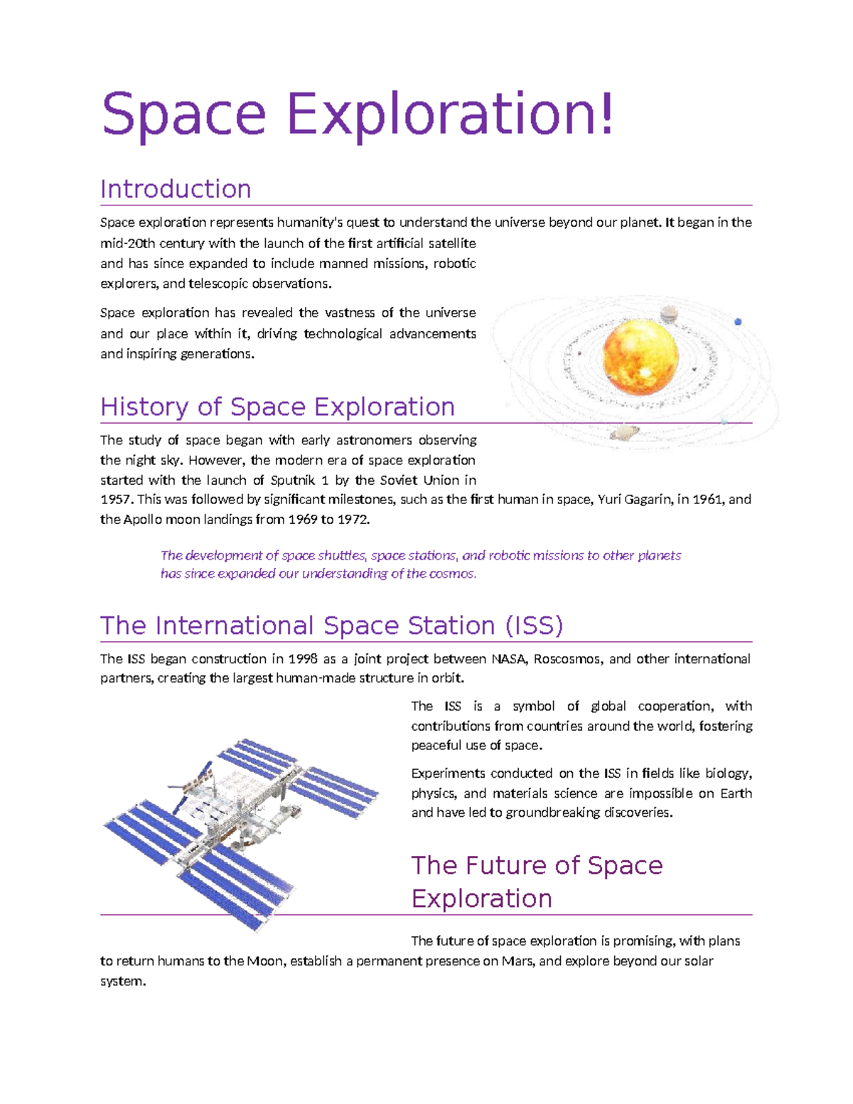 Space Exploration: Understanding Our Universe - Project 7 - Studocu