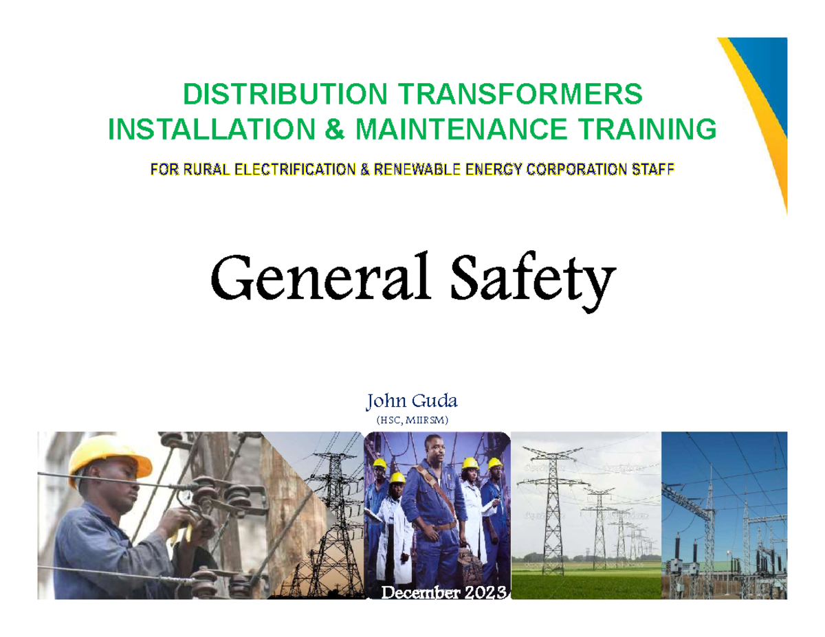 TR12. Transformer Installation & Maintenance: General Safety Training ...