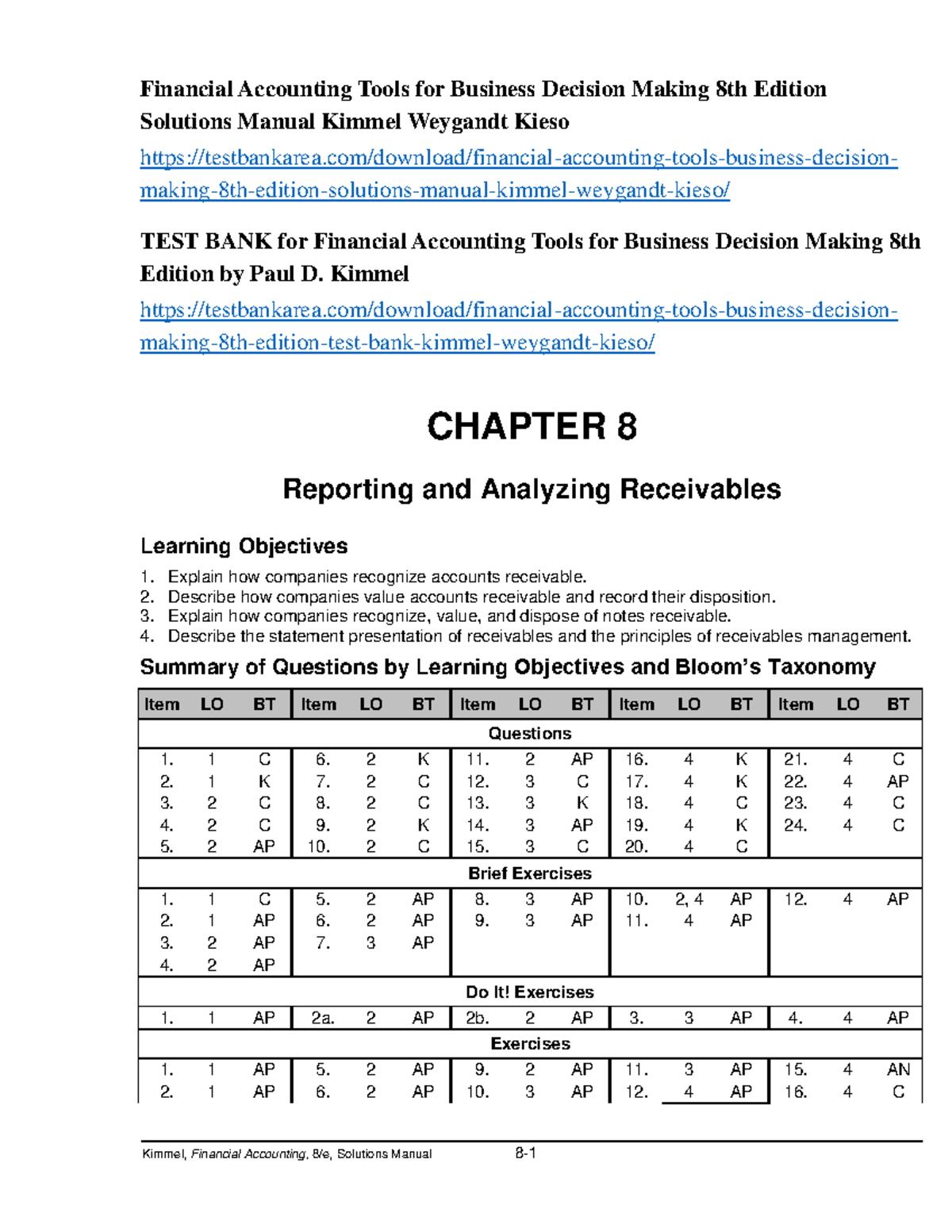Financial Accounting Tools For Business Decision Making 8e Solutions