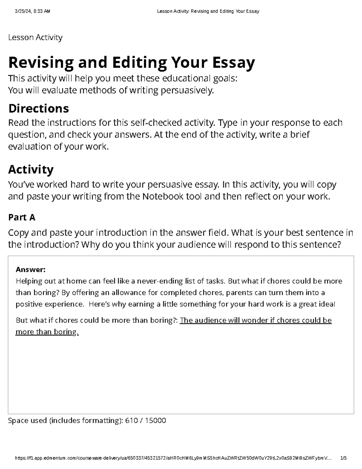 8:33 AM Lesson Activity: Revising and Editing Your Persuasive Essay ...