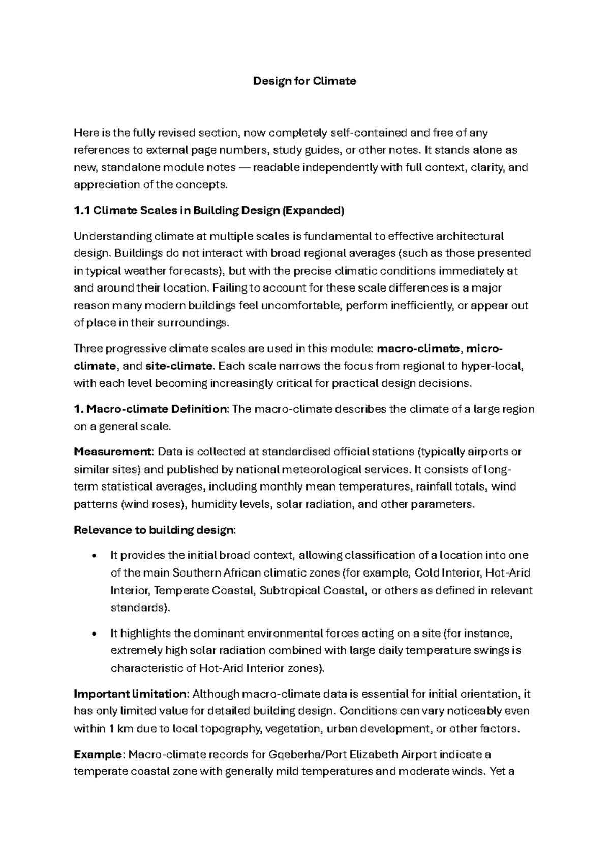 Climate Scales in Building Design - Module Notes - Studocu