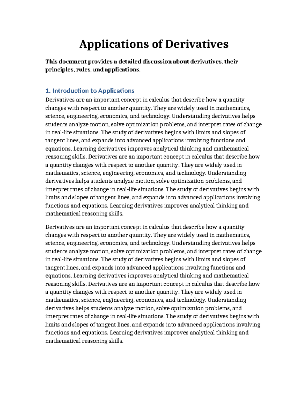 Applications of Derivatives in Calculus (MATH 101) - Studocu