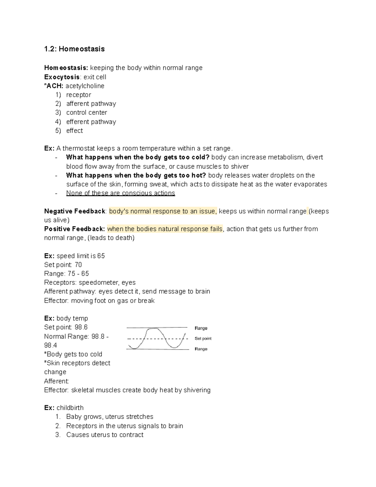 1.2 Homeostasis - Anatomy & Physiology 1 lecture notes - 1: Homeostasis ...
