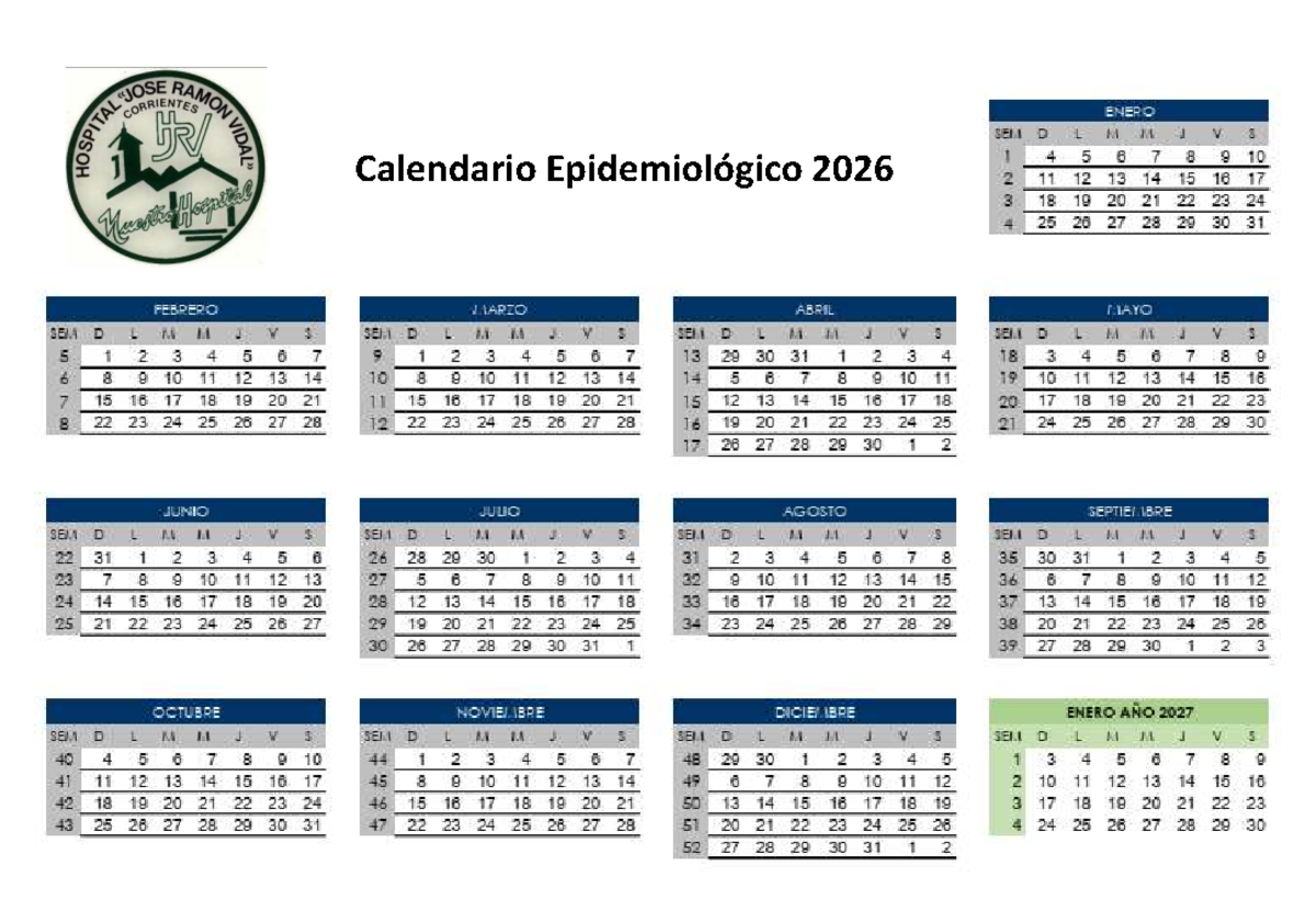 Calendario Epidemiológico 2026 - HOSPITAL 1 - Studocu