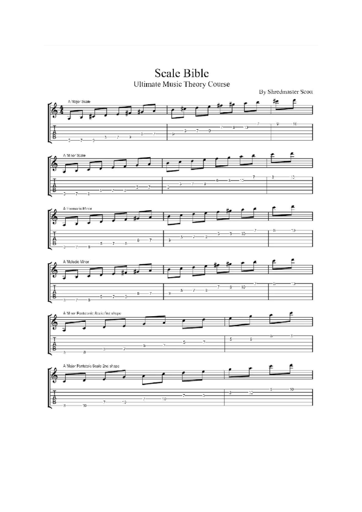 Scale Bible: Ultimate Music Theory Course (Shredmaster Scott) - Studocu