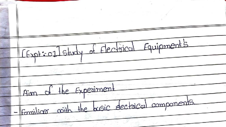 BEE 1st Sem Practical: Study of Electrical Components and Their ...