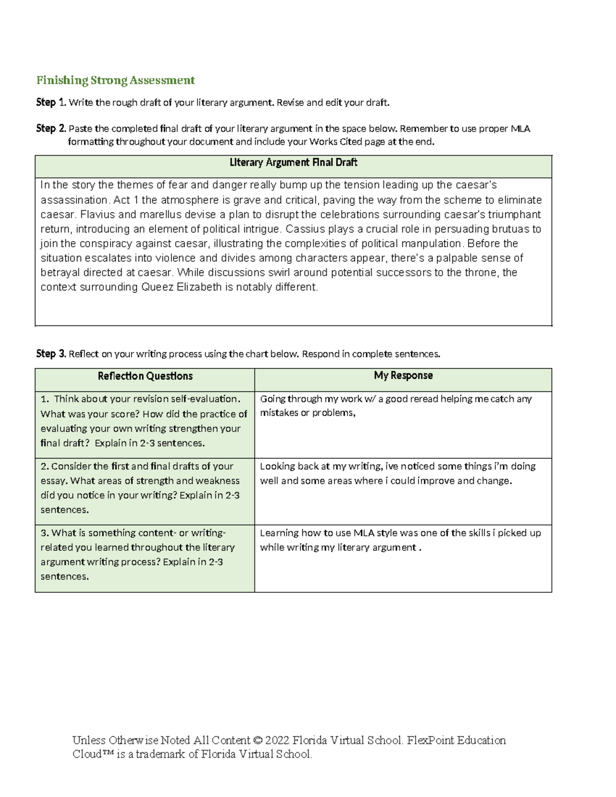 3.05 Literary Argument Final Draft & Reflection on Writing Process ...