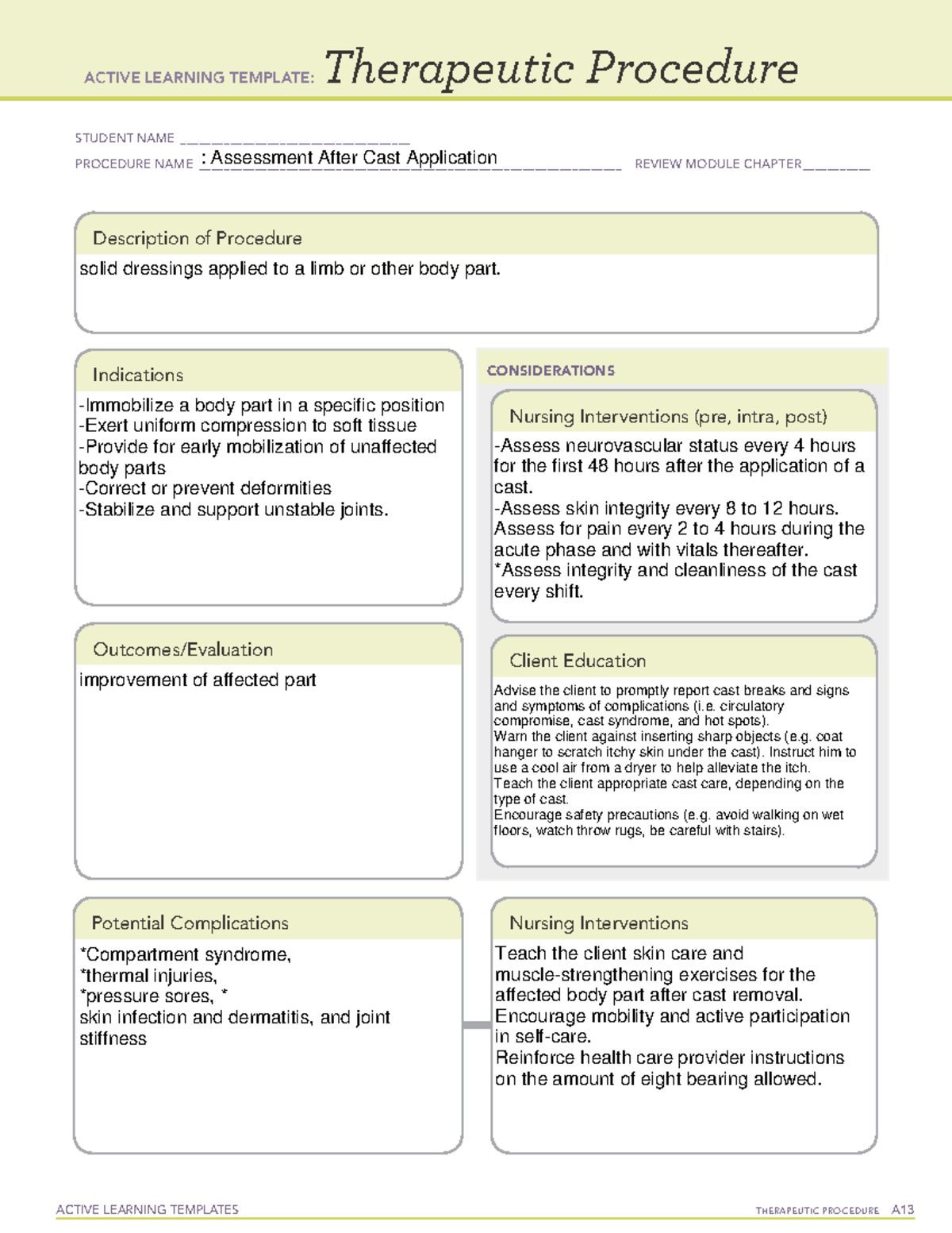 Therapeutic Procedure for Cast Application - Active Learning Template ...