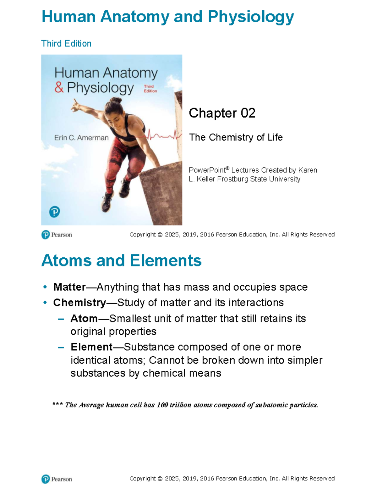 Human Anatomy & Physiology: CH 2 - The Chemistry of Life Lectures - Studocu
