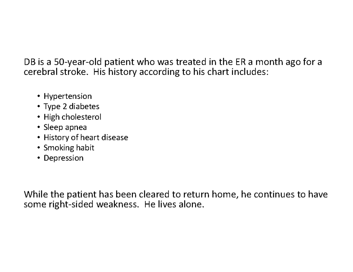 NFPE & Malnutrition Assessment: Case Study of Patient DB - Studocu