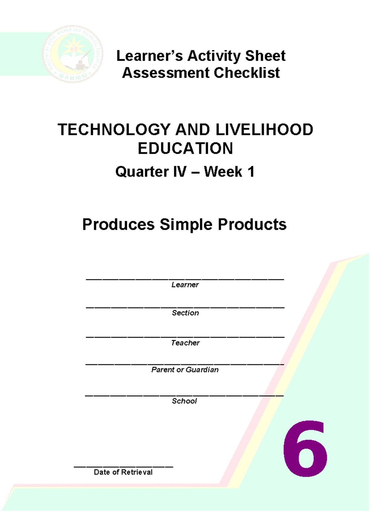 Sulu G6 TLE Q4 W1 001 - TLE - TECHNOLOGY AND LIVELIHOOD EDUCATION ...