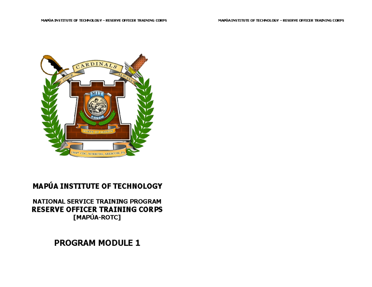 NSTP: ROTC module MS 1 - MAPÚA INSTITUTE OF TECHNOLOGY NATIONAL SERVICE ...