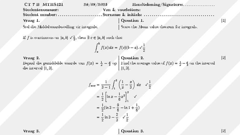 MTHS121 Test 7B 2025 Solutions and Explanations - Studocu