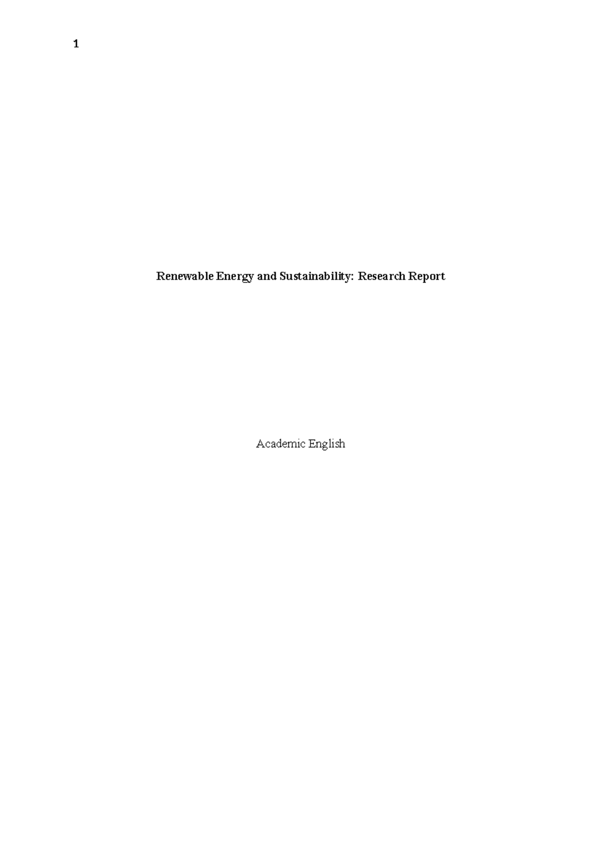 Renewable Energy & Sustainability: Research Report (ENG 101) - Studocu
