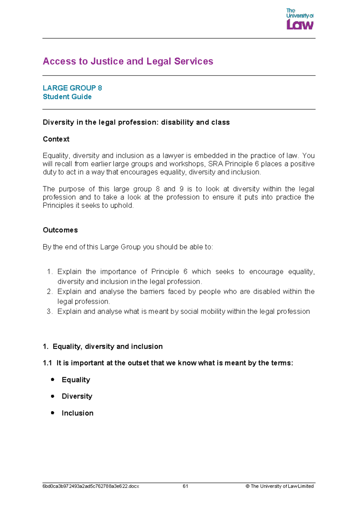 Access to Justice & Legal Services: LG08 Student Guide on Diversity ...