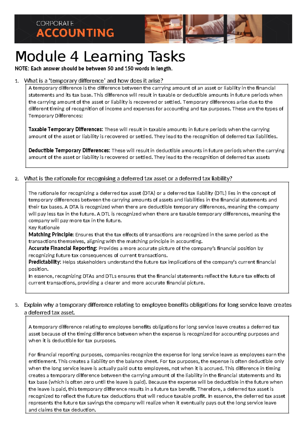 Module 4 Learning Tasks assignment - Module 4 Learning Tasks NOTE: Each ...