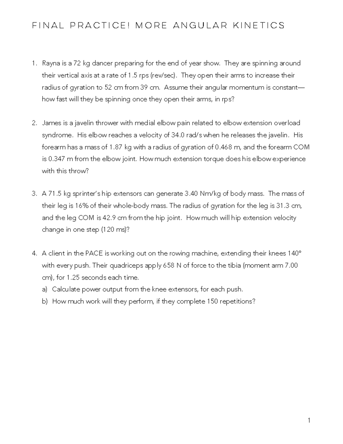 FINAL Exam: Angular Kinetics 10C Practice Problems 2026 - Studocu