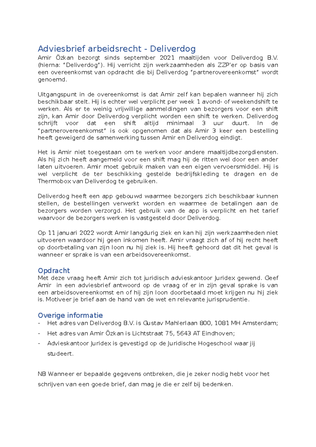 Adviesbrief Arbeidsrecht over Loon doorbetaling bij Ziekte - Juridex ...