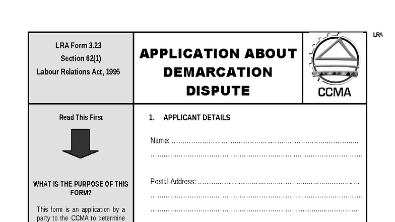 LRA 3.23 Application for Demarcation Dispute Completion Guide - Studocu
