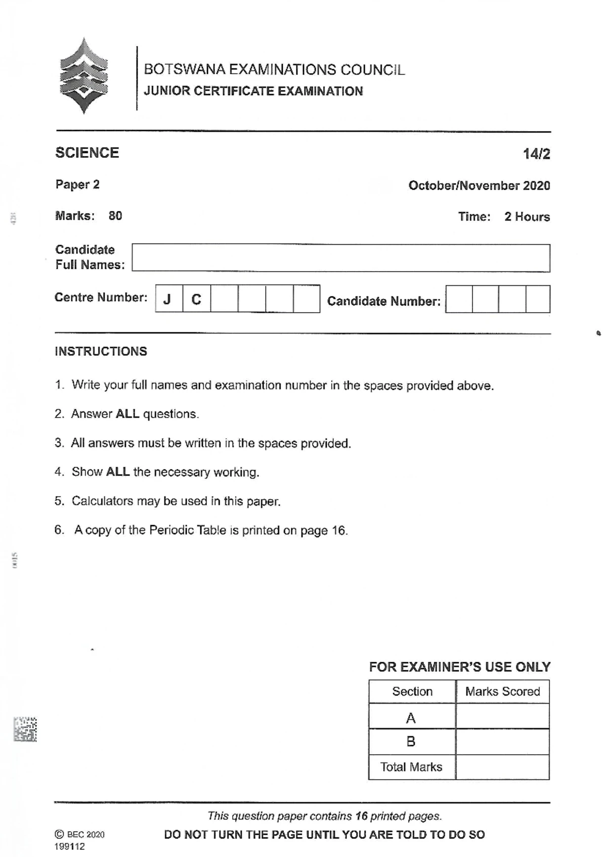 JCE Social Studies - JCS 2020 Past Exam Paper Analysis - Studocu
