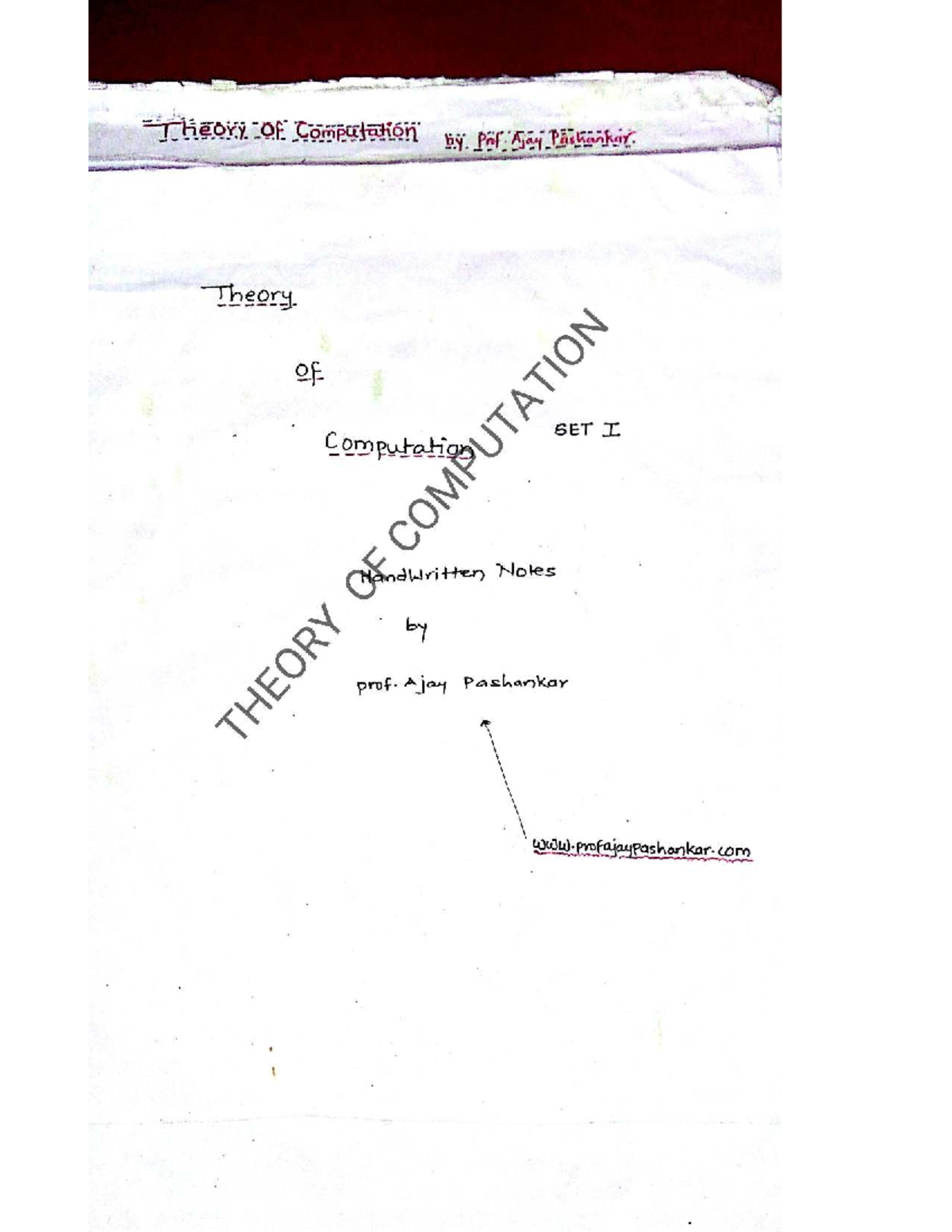 Theory of Computation (TOC) Handwritten Notes by Ajay Sir - Studocu