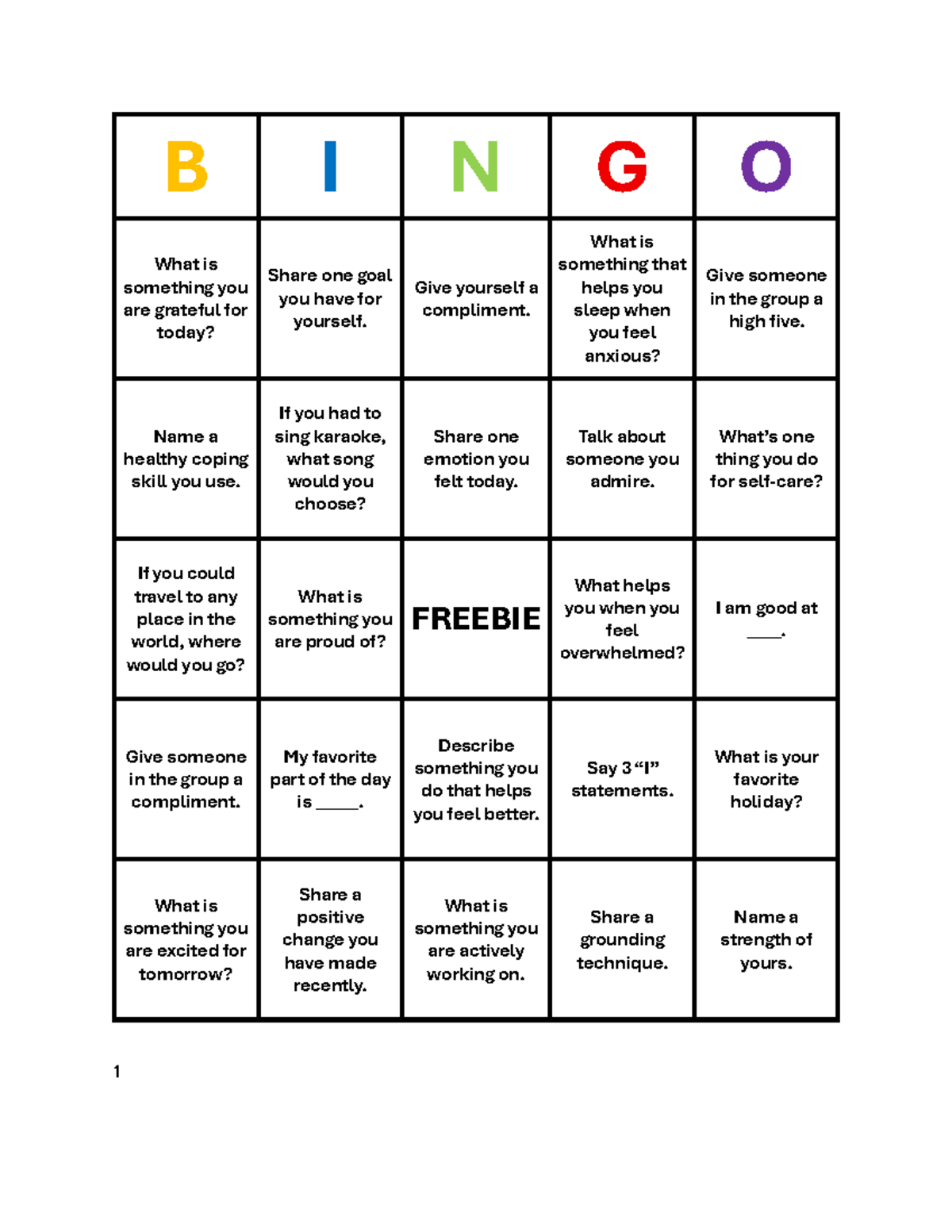Bingo Cards - Engaging Activities for Self-Reflection - Studocu