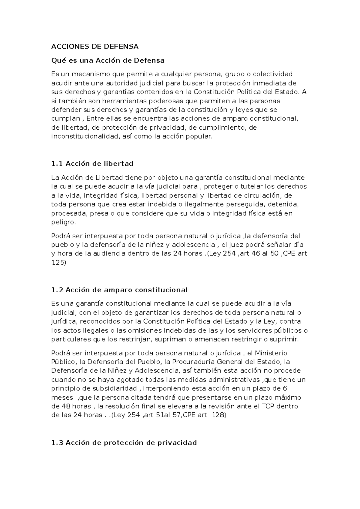 Acciones DE Defensa - TAREA - ACCIONES DE DEFENSA Qué es una Acción de ...