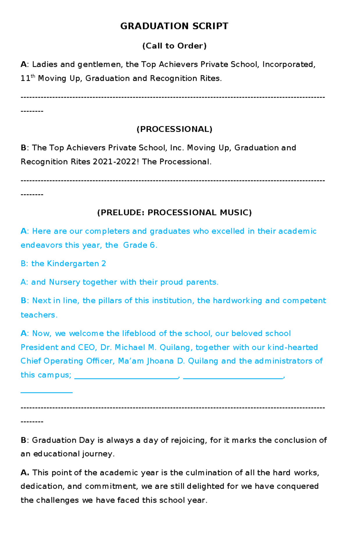 Graduation Script-for-Checking-1 - GRADUATION SCRIPT (Call to Order) A ...