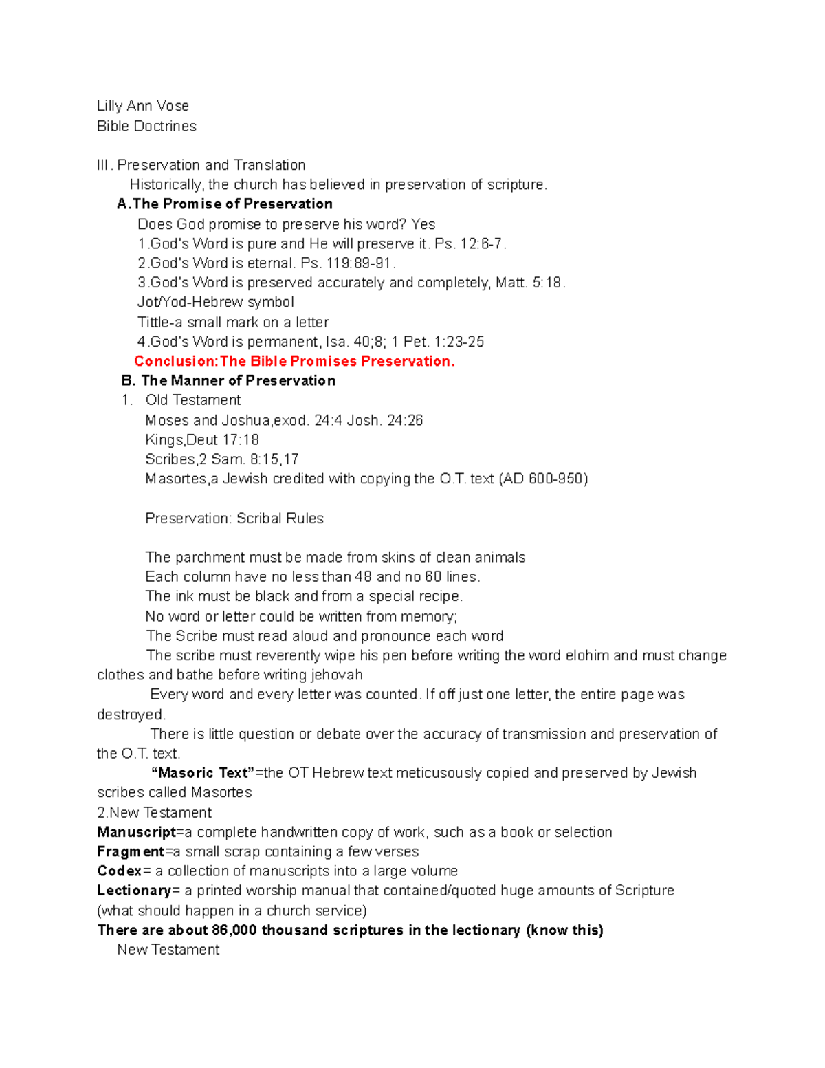 Bible Doctrines: Preservation and Translation Insights (BD 101) - Studocu