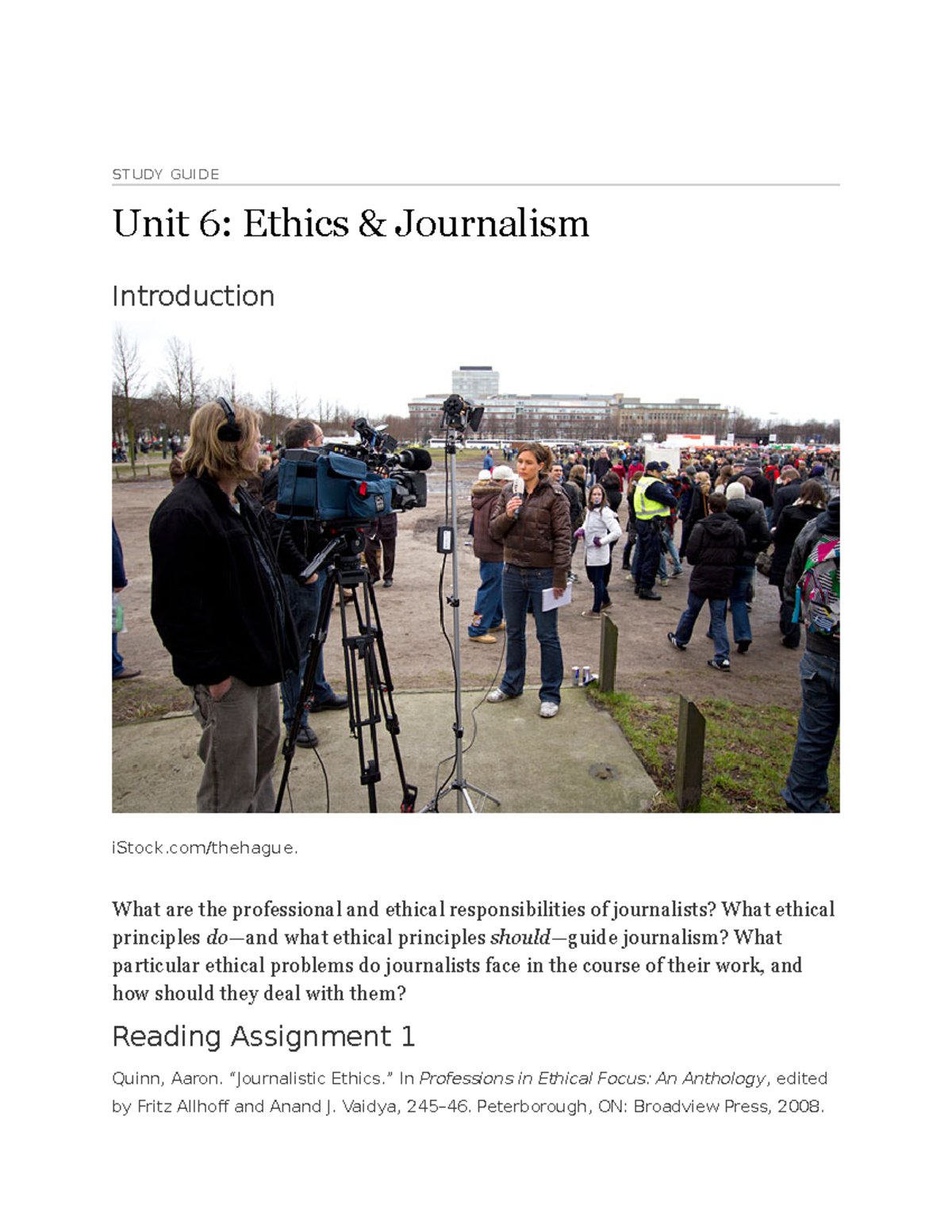 Unit 6 Study Guide: Ethics & Journalism Insights - Studocu