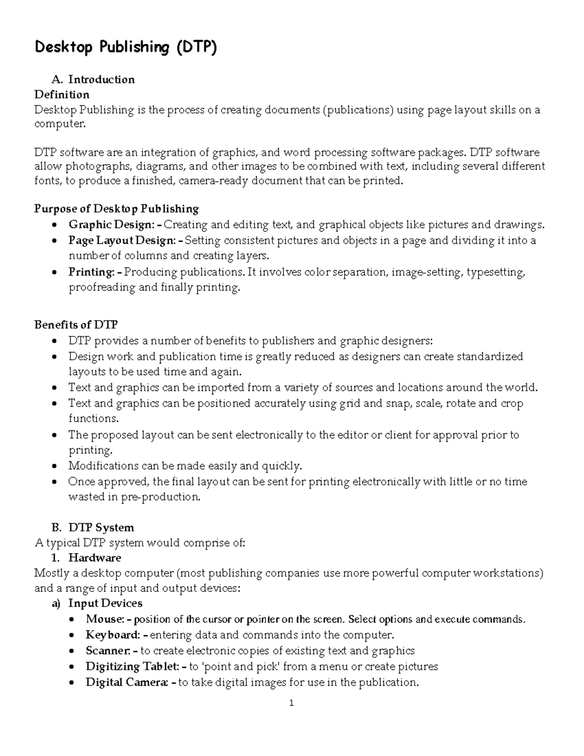 DTP - Lecture Notes on Desktop Publishing Concepts and Techniques - Studocu