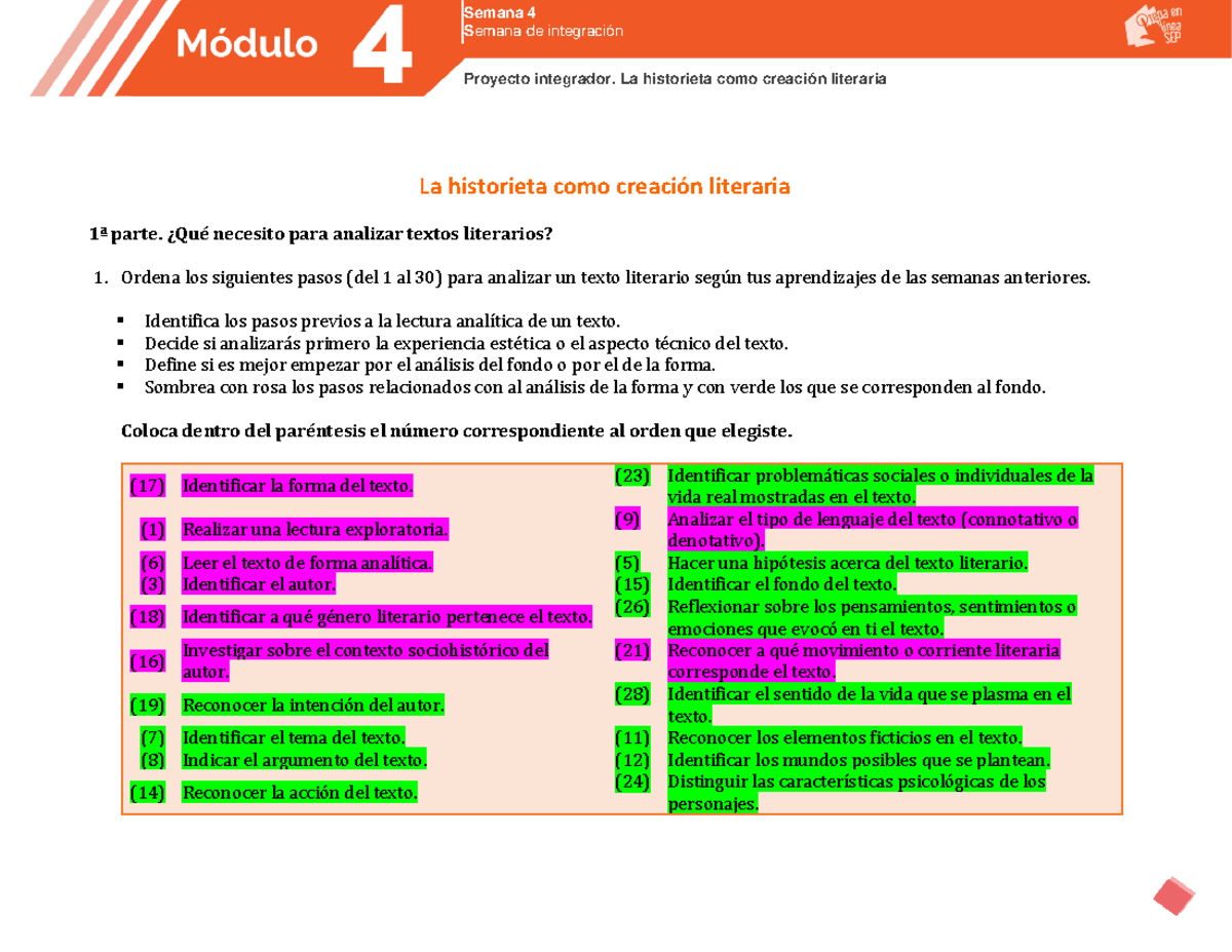 Proyecto Integrador: Análisis de Textos Literarios en la Historieta - Studocu